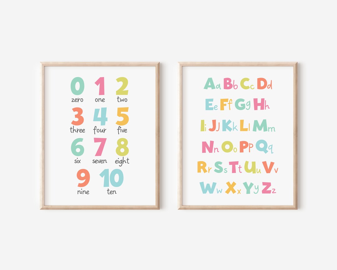 Educational Posters, Printable, Set of 2 Kids Prints, Neutral Alphabet ...