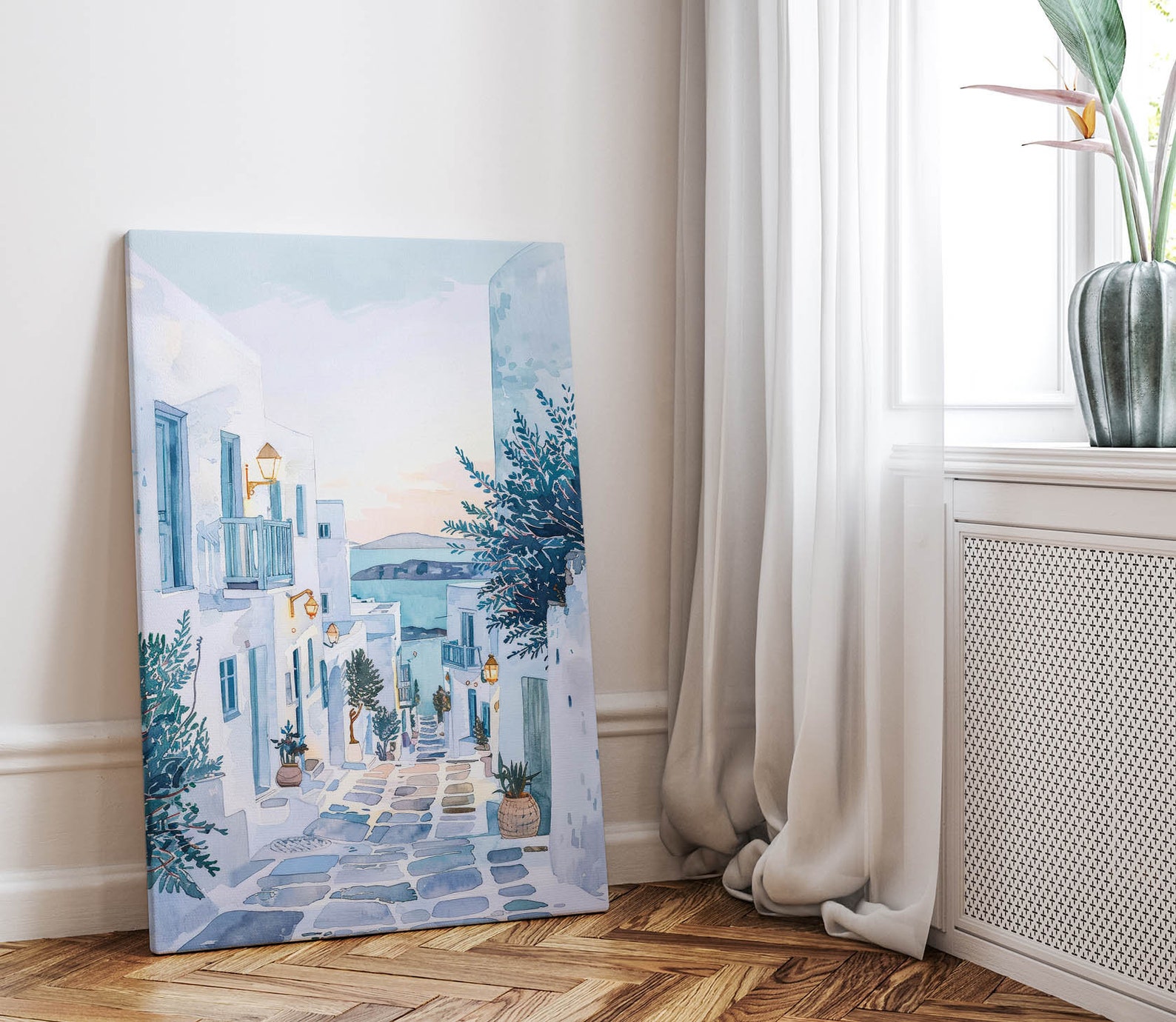 Watercolor Paros Greece Art Print, Cozy Minimalist Summer Wall-art, Sea ...