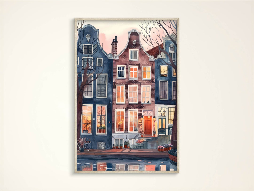 Cozy Amsterdam Art Print, Dutch Houses Wall Art Decor, Amsterdam Canvas ...