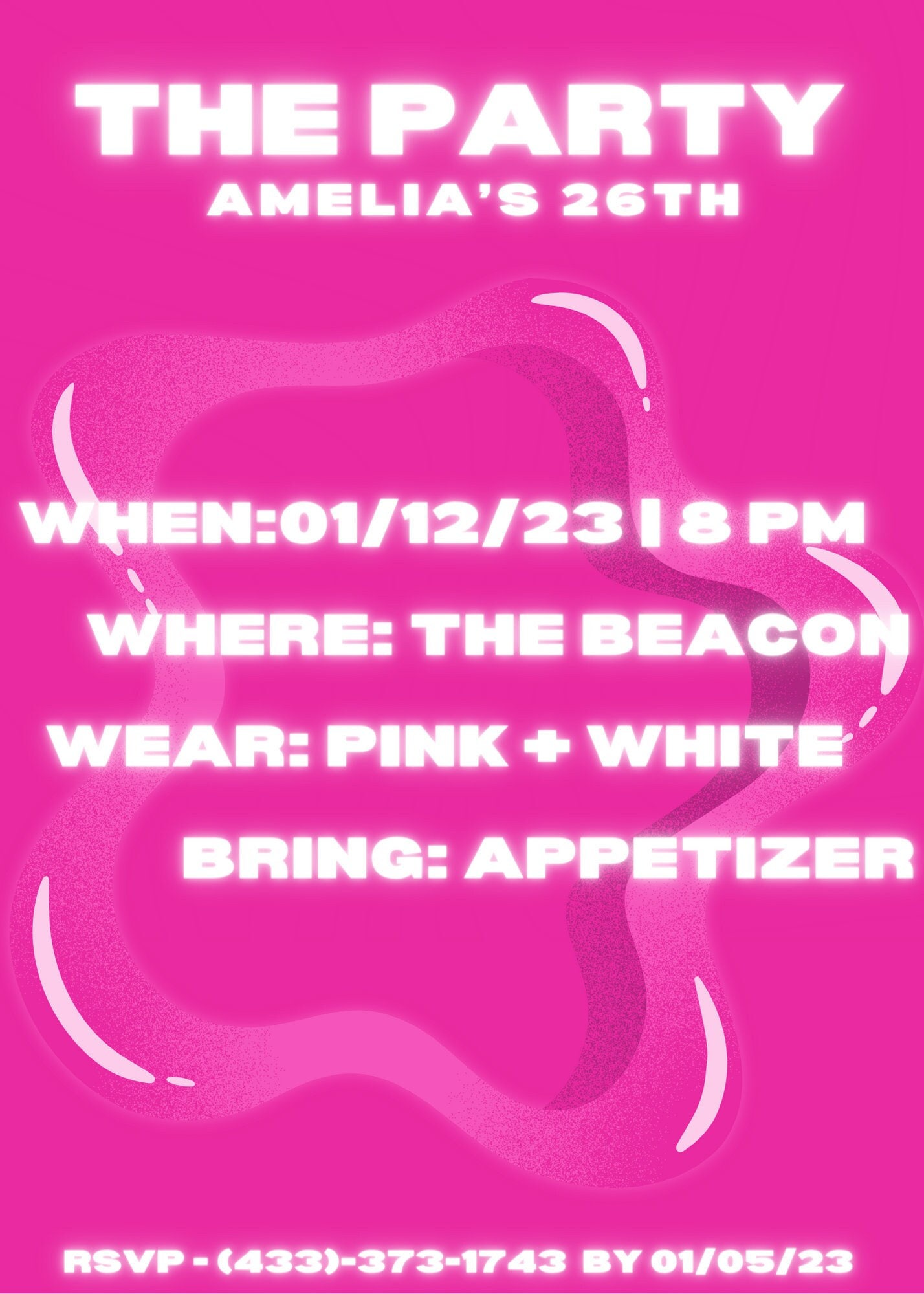 Pink Party Invitation - Etsy