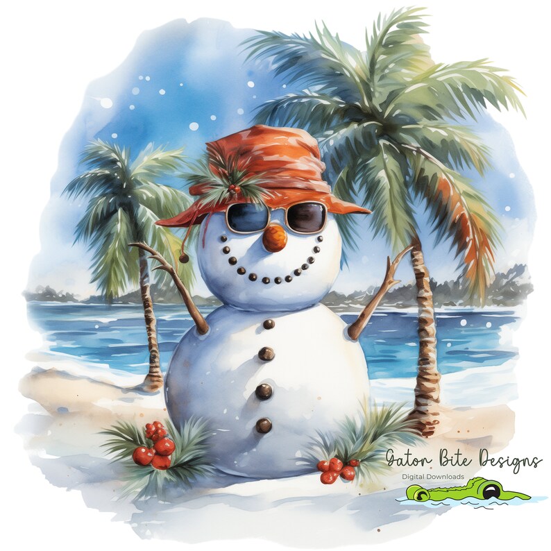 Chill Out Under the Palms: Snowman's Tropical Beach Escape PNG PDF SVG ...