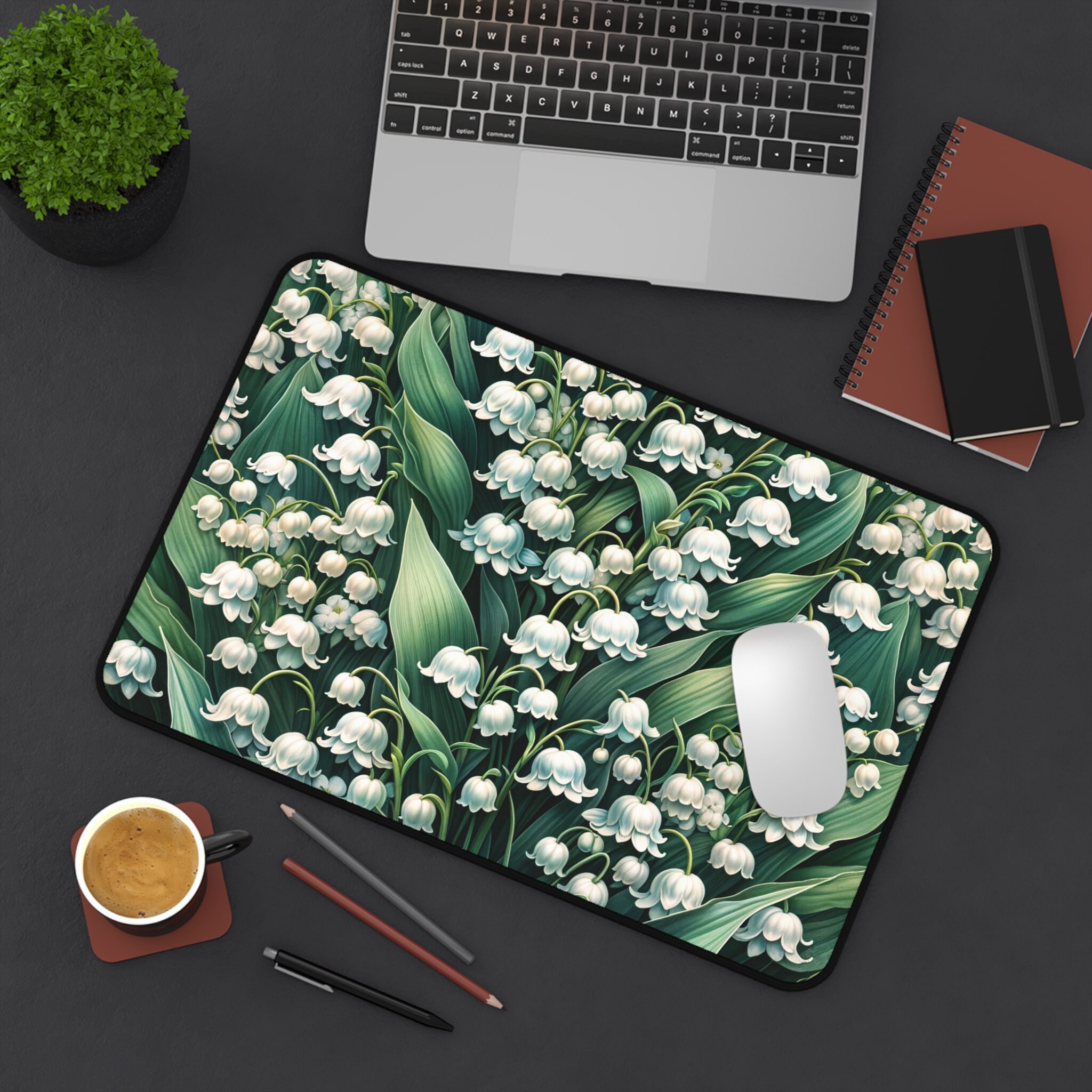 Birth Month Flower Desk Mat Gift May Lily Large Gaming Floral Mousepad ...