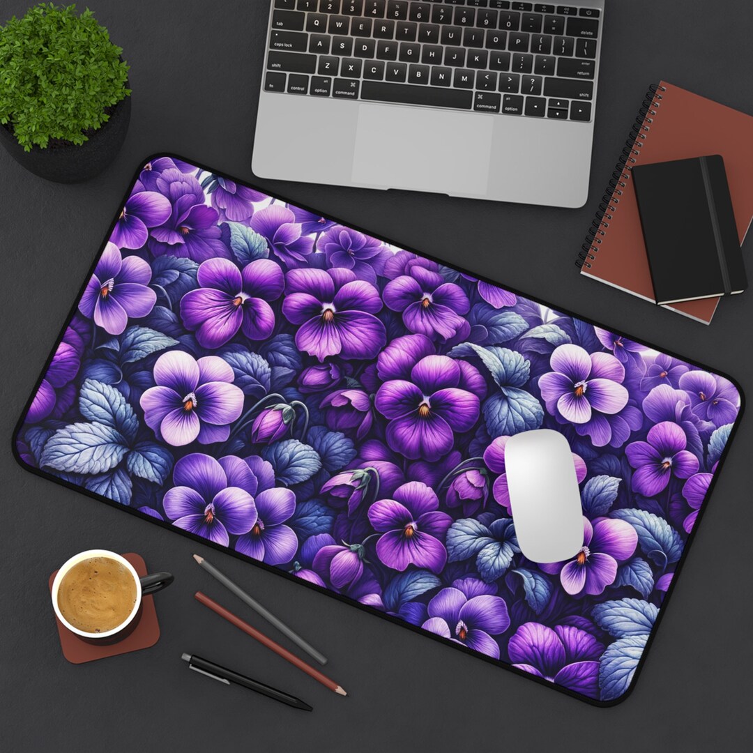 Birth Month Flower Desk Mat Gift Iris February Large Gaming Floral ...