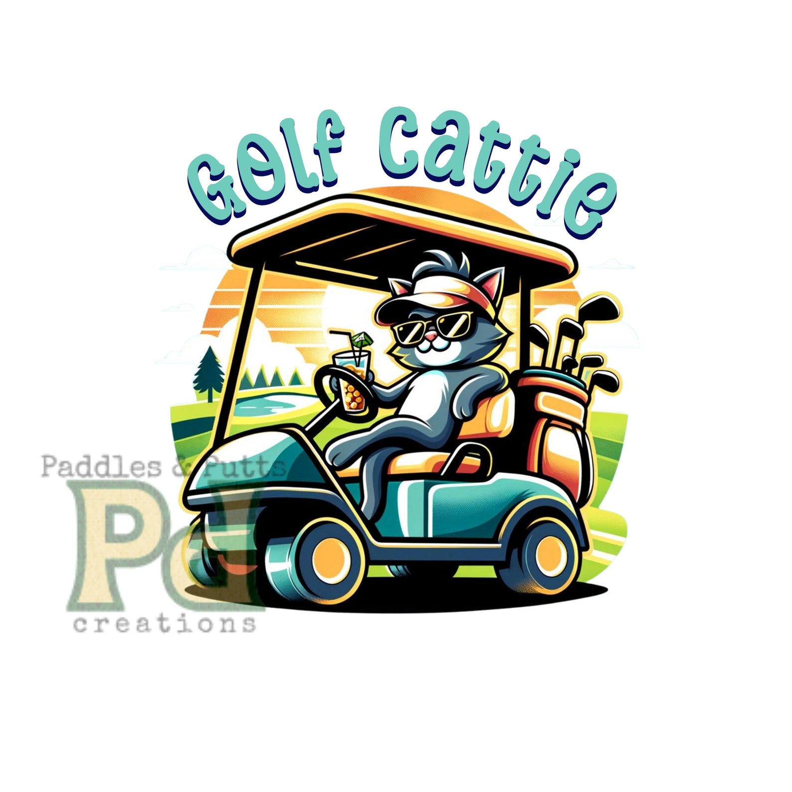 Swanky Cat Golf Caddie - Cool Feline on the Fairway Design PNG PDF SVG ...