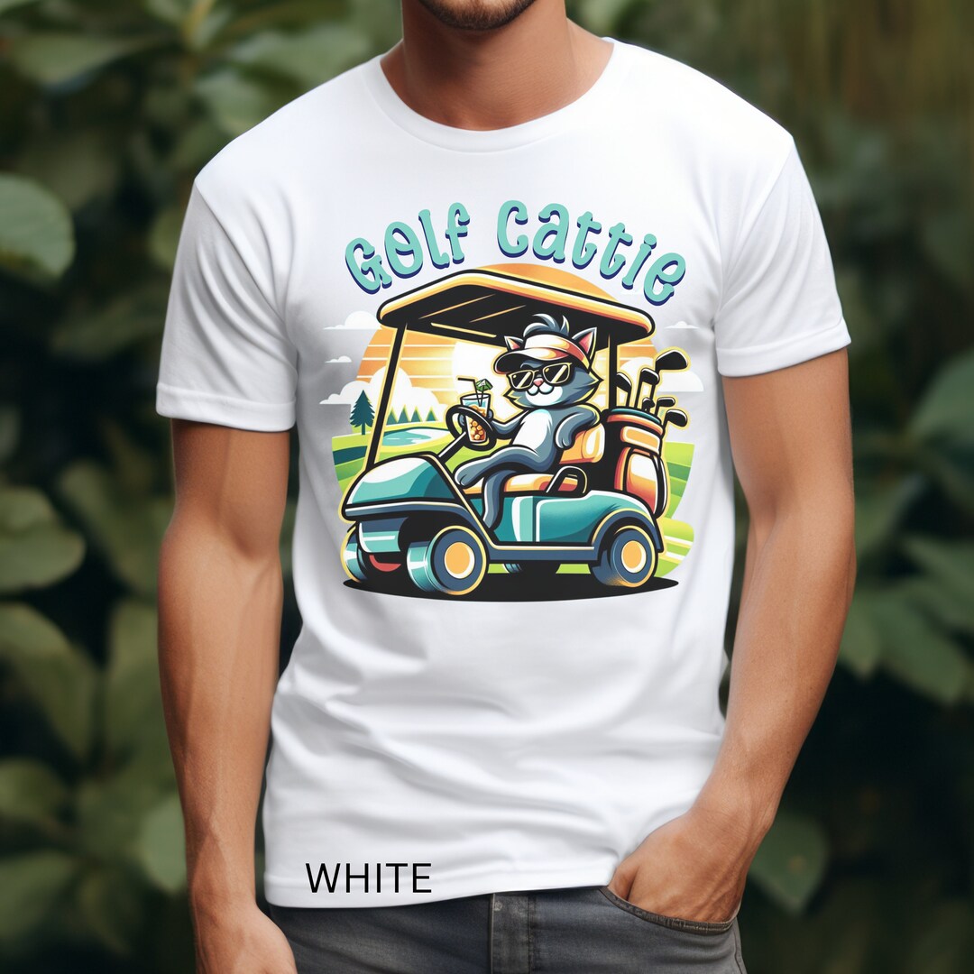 Chill Cat Golf Caddie Relaxing Golf Cart Tee Gift for Golfer Cat Owner ...