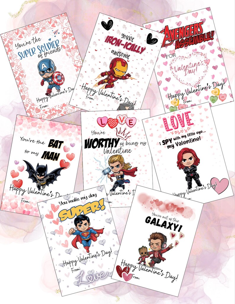 Superhero Valentine’s Day Cards - Etsy