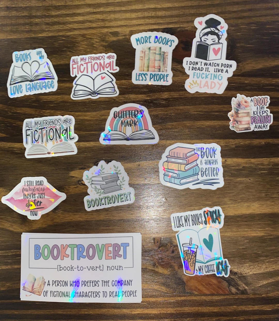 Cute Reading Stickers | Book Lover Stickers | Holographic & Sparkle ...
