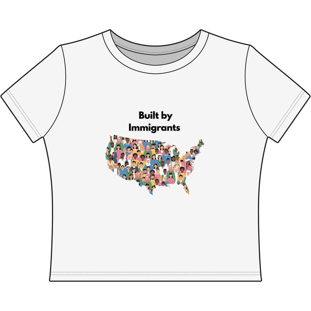 Built by Immigrants USA Map Tee | Women's Baby Tee - Etsy