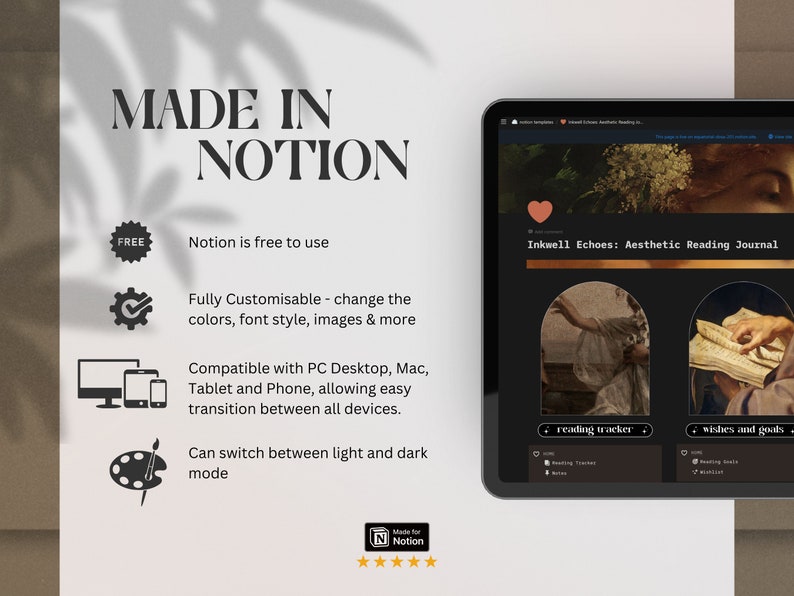Inkwell Echoes - Reading Tracker Notion Template, Notion Reading Journal, Book Digital Reading ...