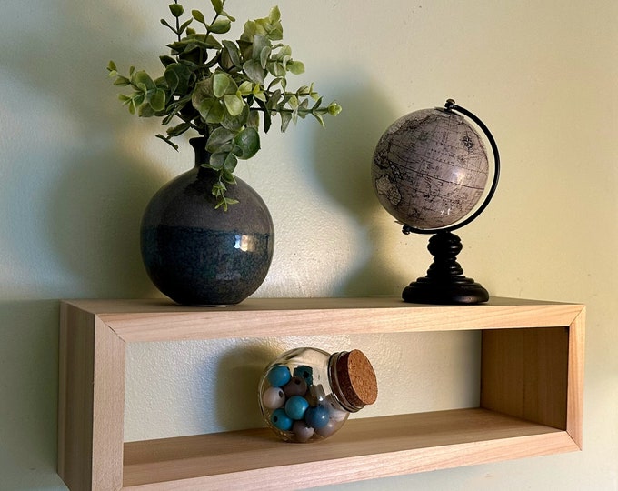 Floating Rectangle Shelf Display Shelf Bathroom Shelf Easy to Mount ...