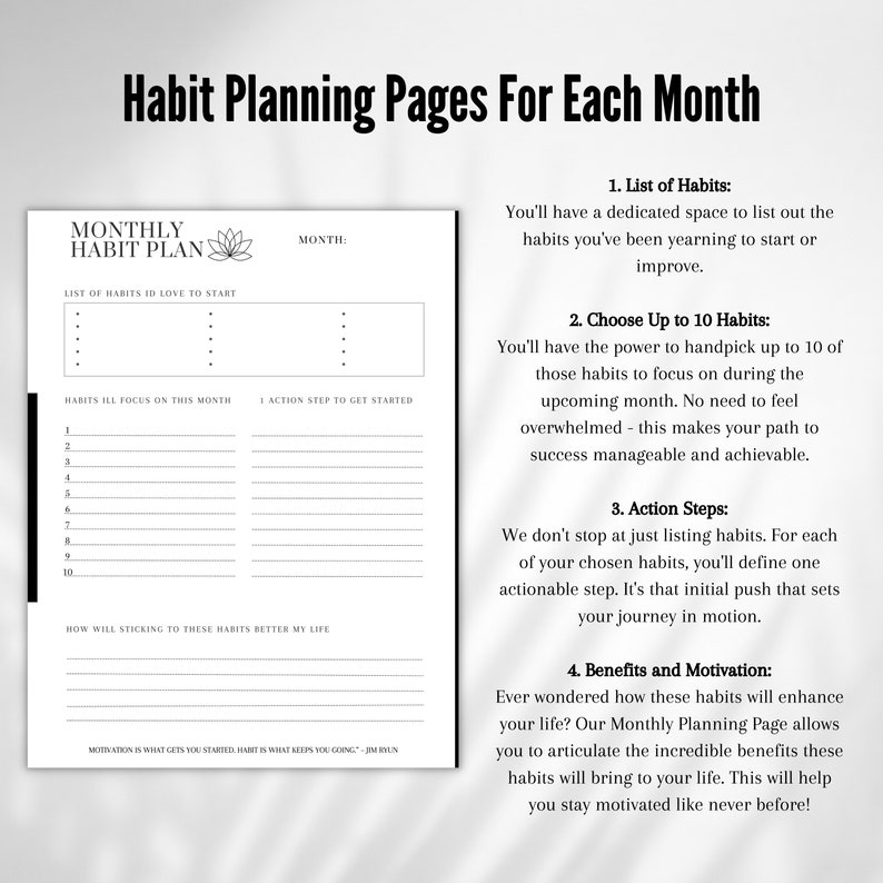 Habit Tracker Printable PDF Tracker for Creating Your Dream Life Daily ...
