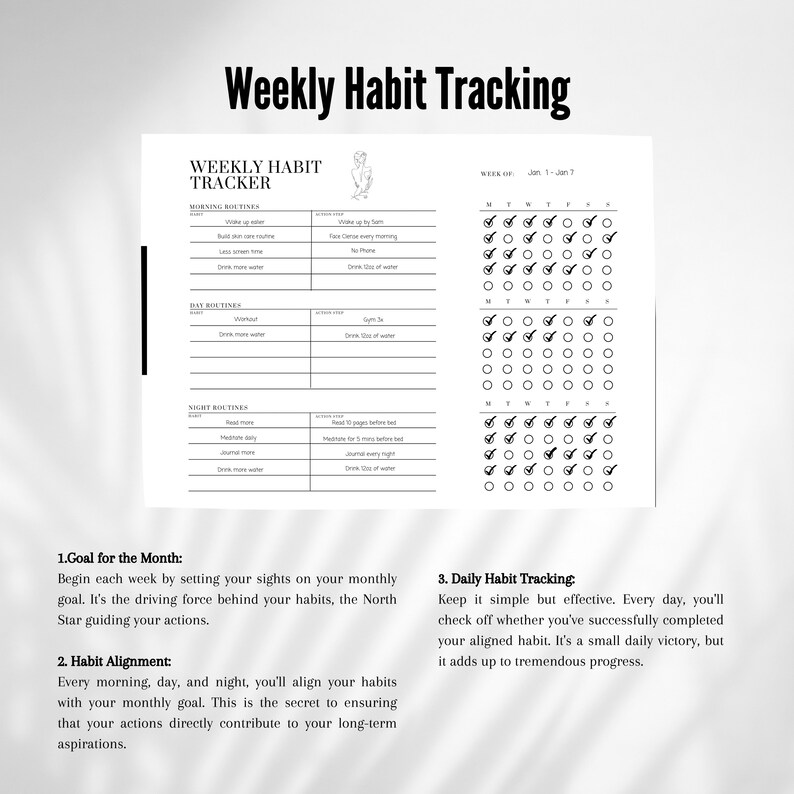 Monthly Habit Tracker Printable PDF for Creating Your Dream Life Daily ...