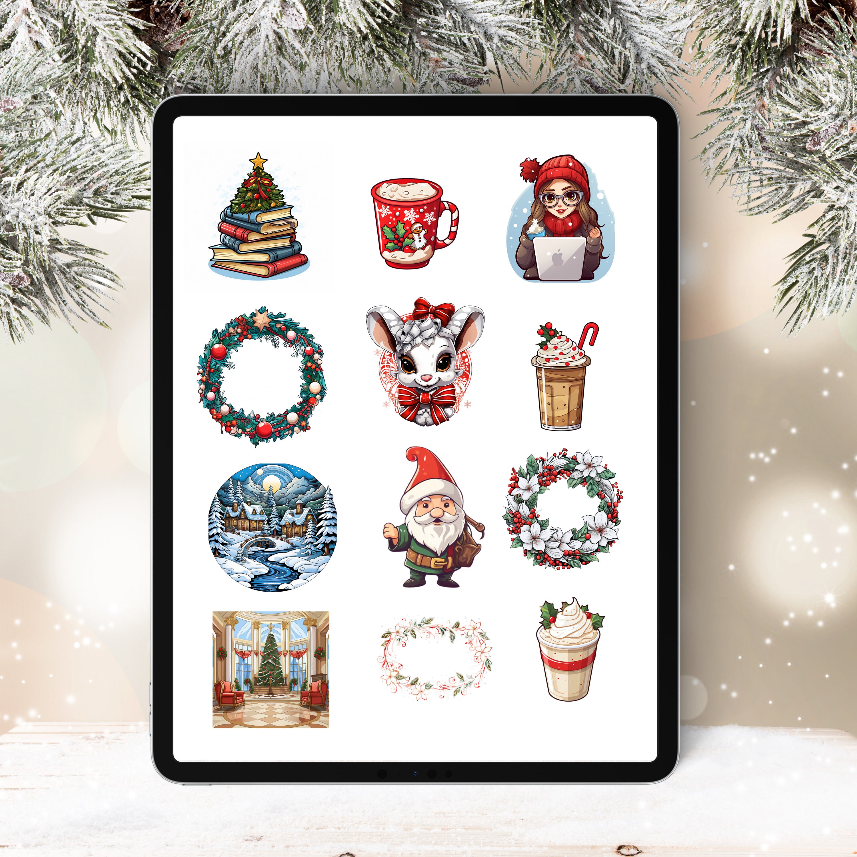 Christmas Themed Digital Sticker Kit, Holiday Stickers, December 2023 ...