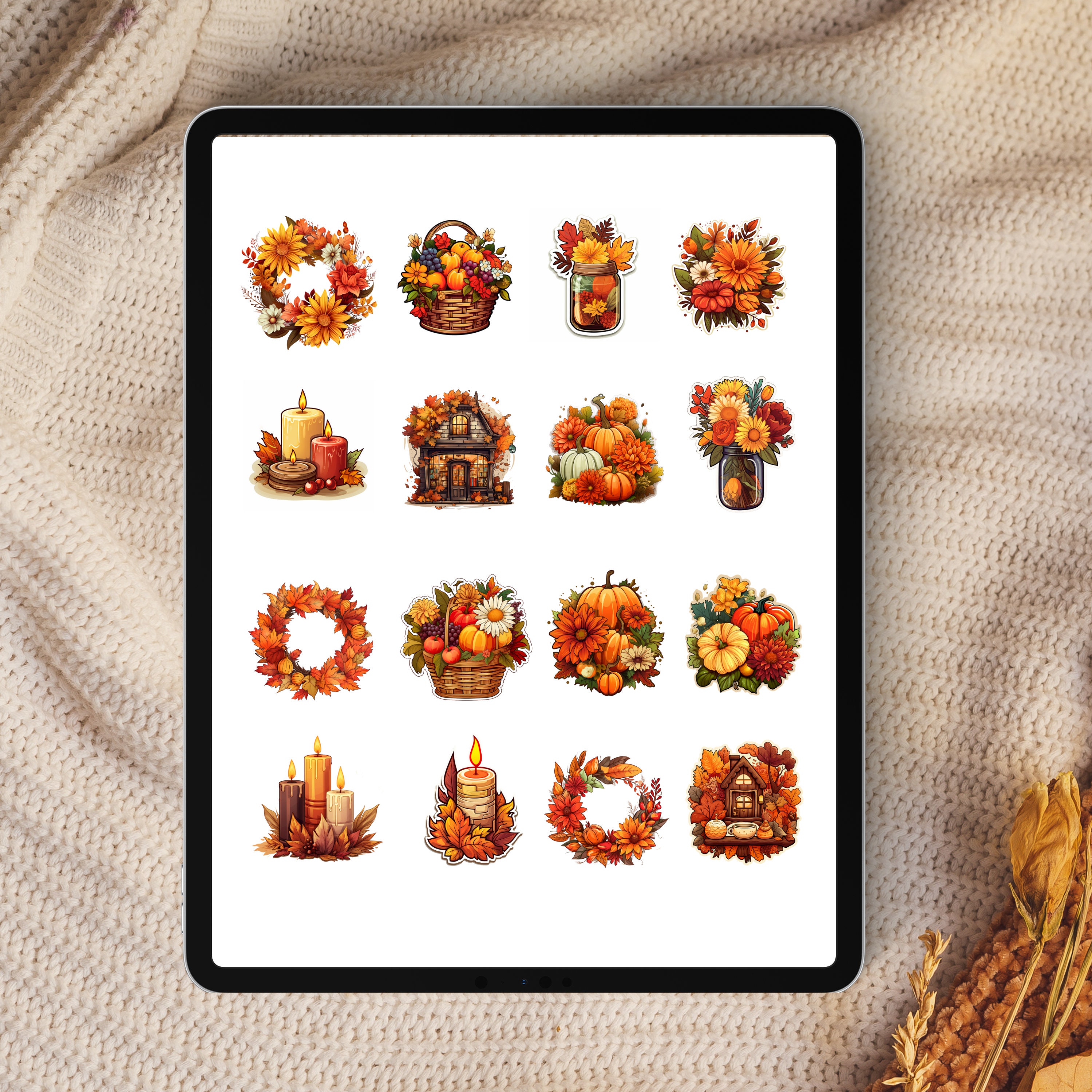 Fall Stickers, Autumn Digital Stickers, Pumpkin Spice Stickers, Digital ...
