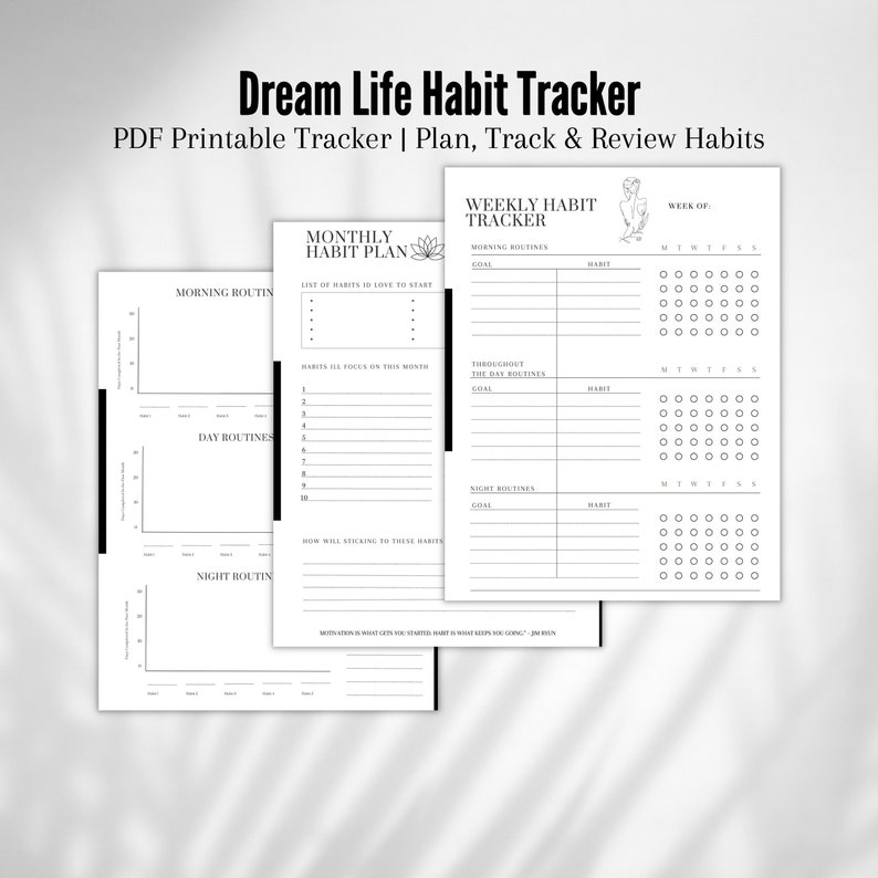 Habit Tracker Printable PDF Tracker for Creating Your Dream Life Daily ...