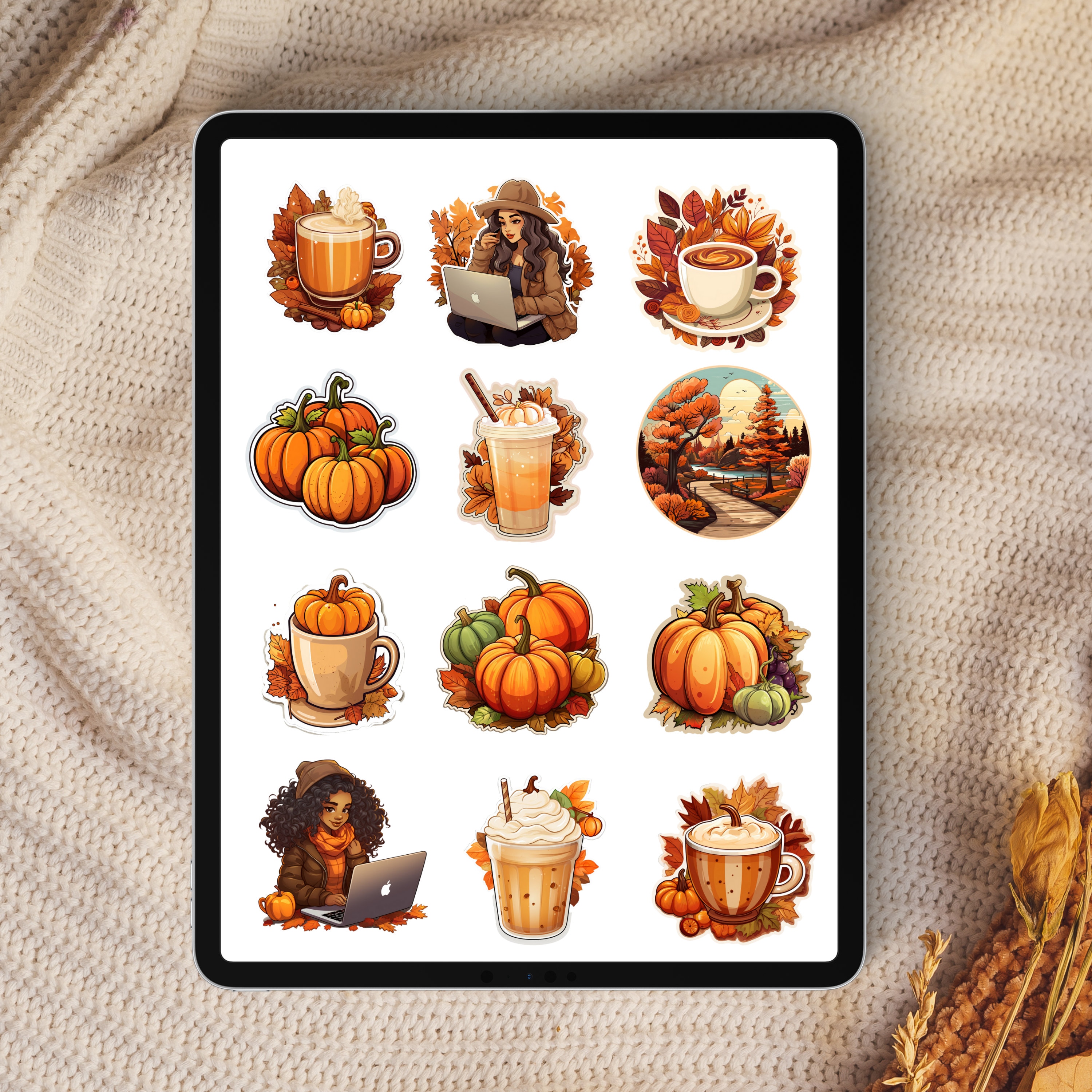 Fall Stickers, Autumn Digital Stickers, Pumpkin Spice Stickers, Digital ...
