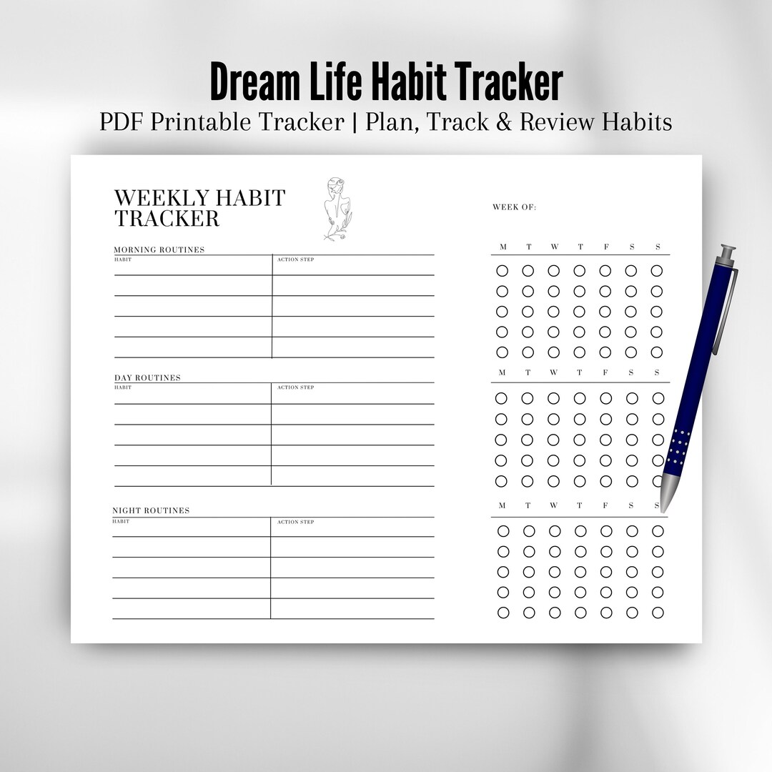 Monthly Habit Tracker Printable PDF for Creating Your Dream Life Daily ...