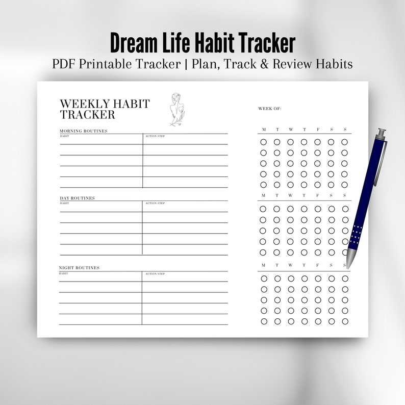 Monthly Habit Tracker Printable PDF for Creating Your Dream Life Daily ...