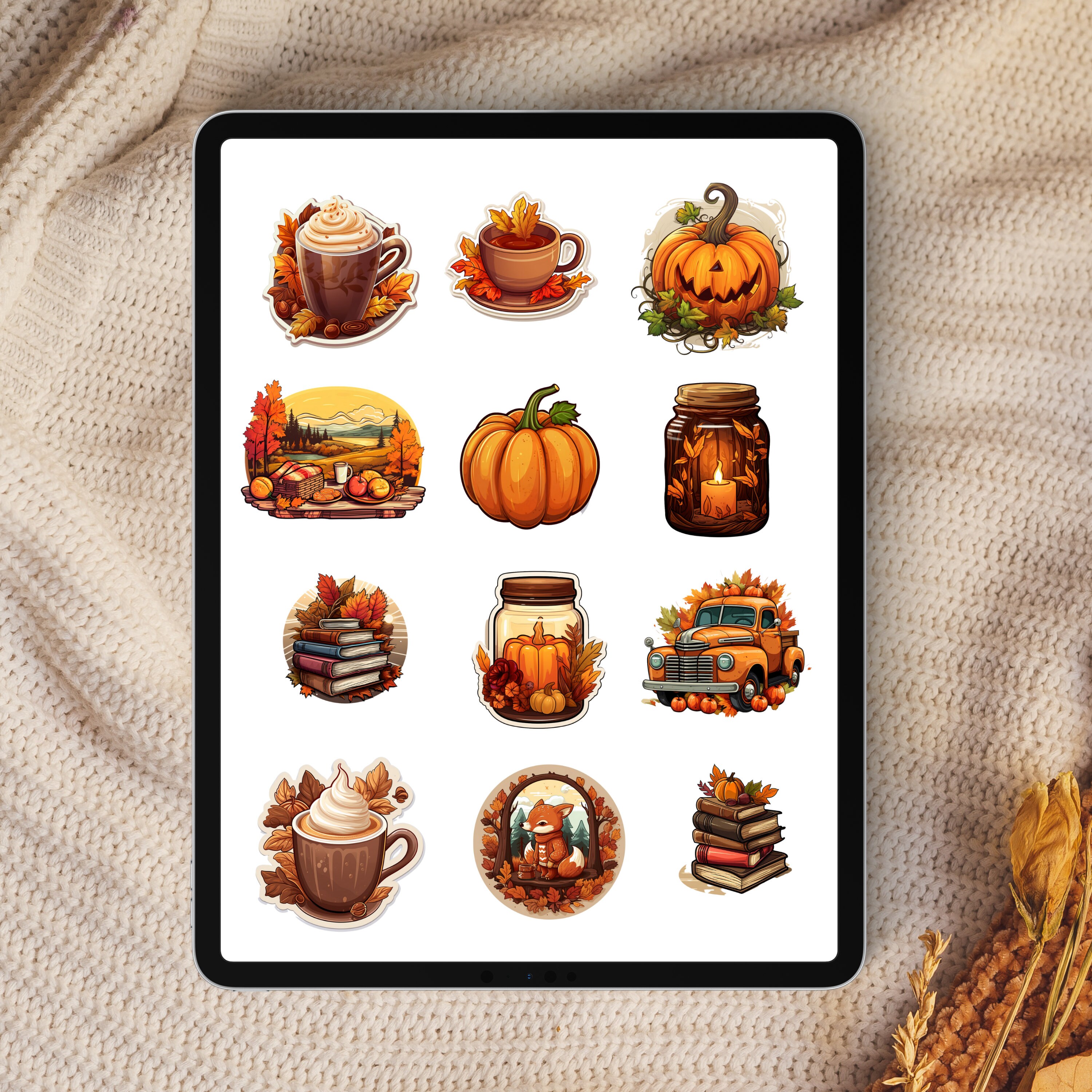 Fall Stickers, Autumn Digital Stickers, Pumpkin Spice Stickers, Digital ...