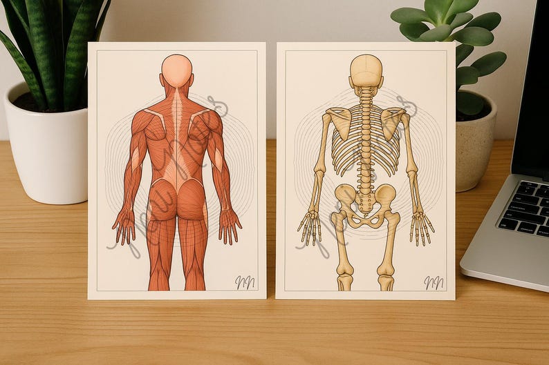 Back Anatomy, Anatomy Learning Labeled/unlabeled Muscles and Bone ...