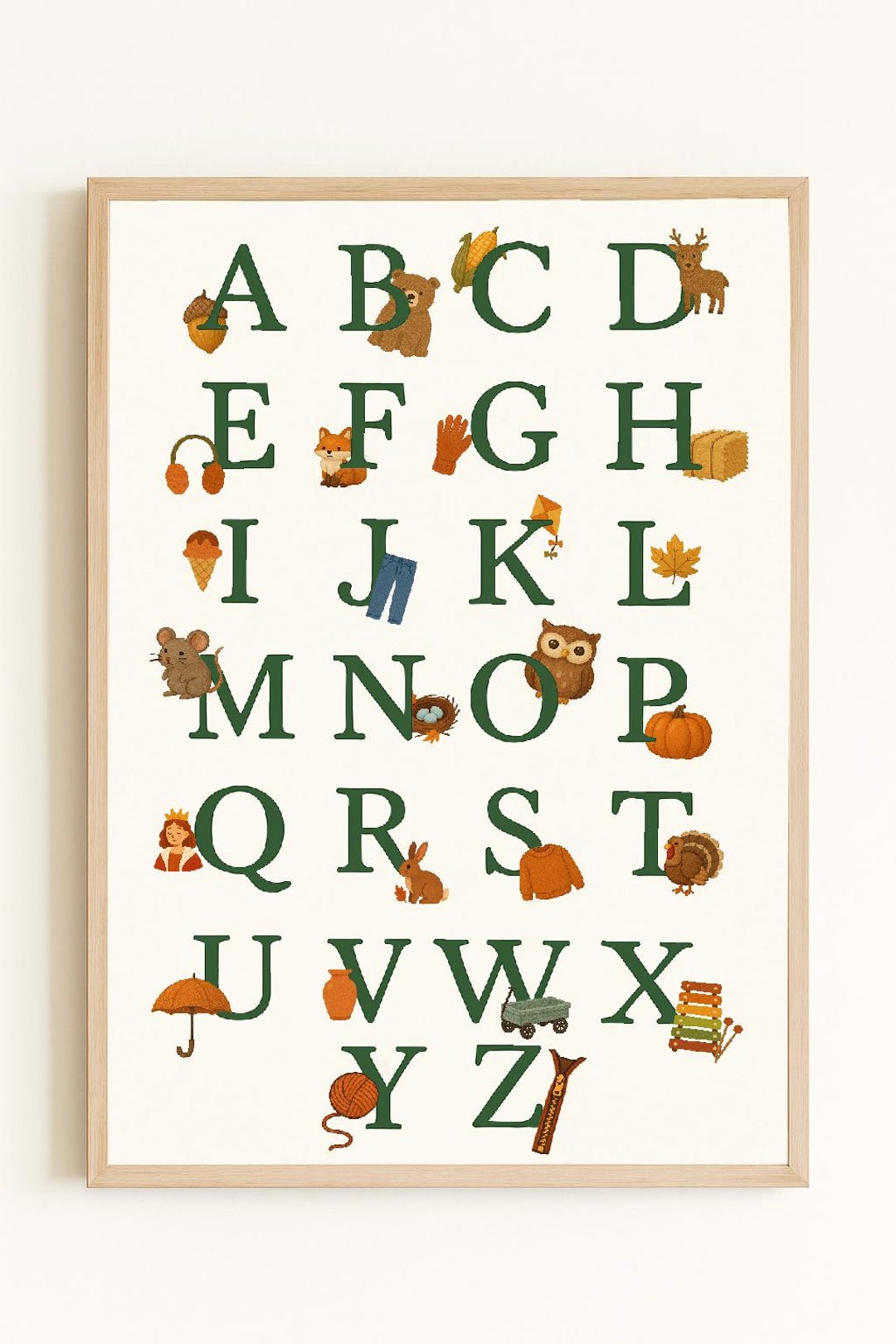 Nature Alphabet Poster, Woodland Alphabet Poster, Alphabet Poster ...