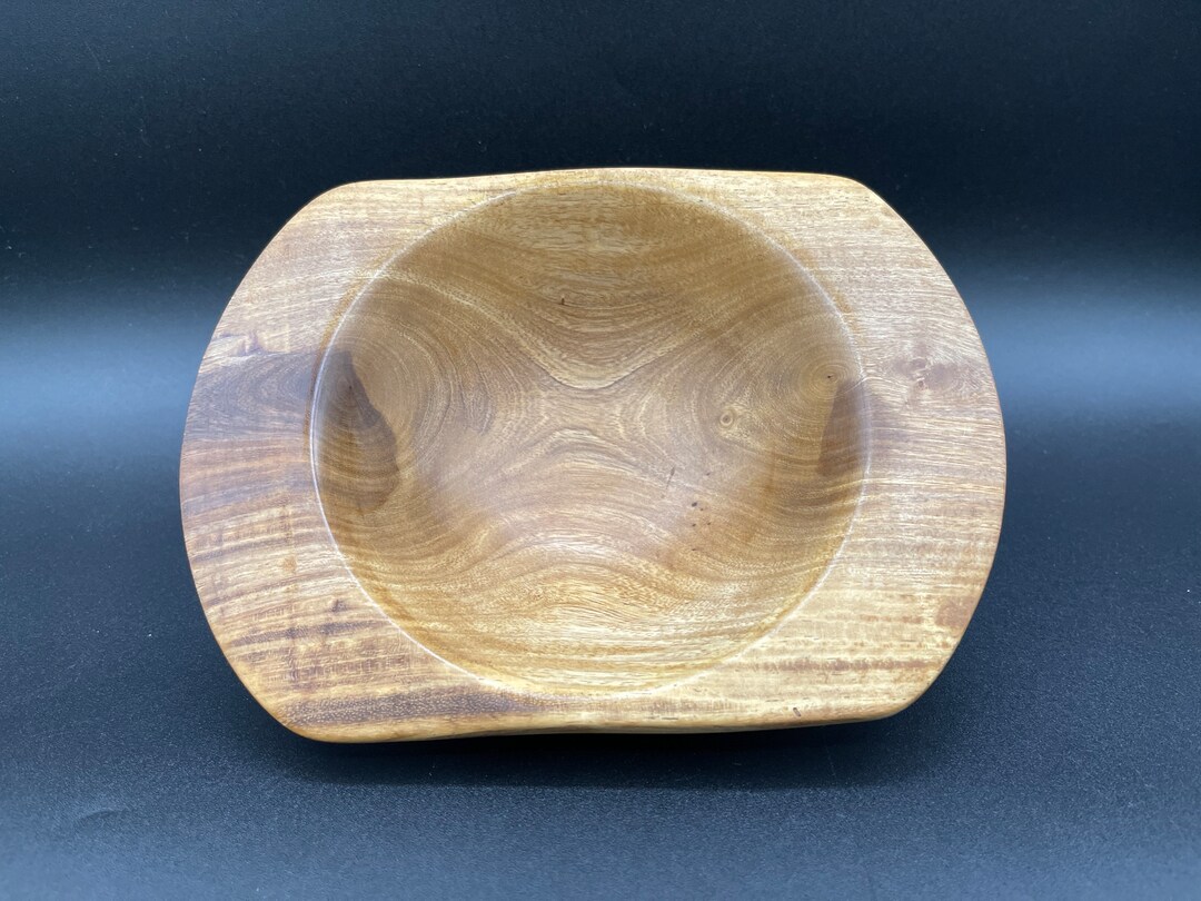 Contemporary Wood Bowl, Black Olive Tree Wood, Rounded Rectangular ...