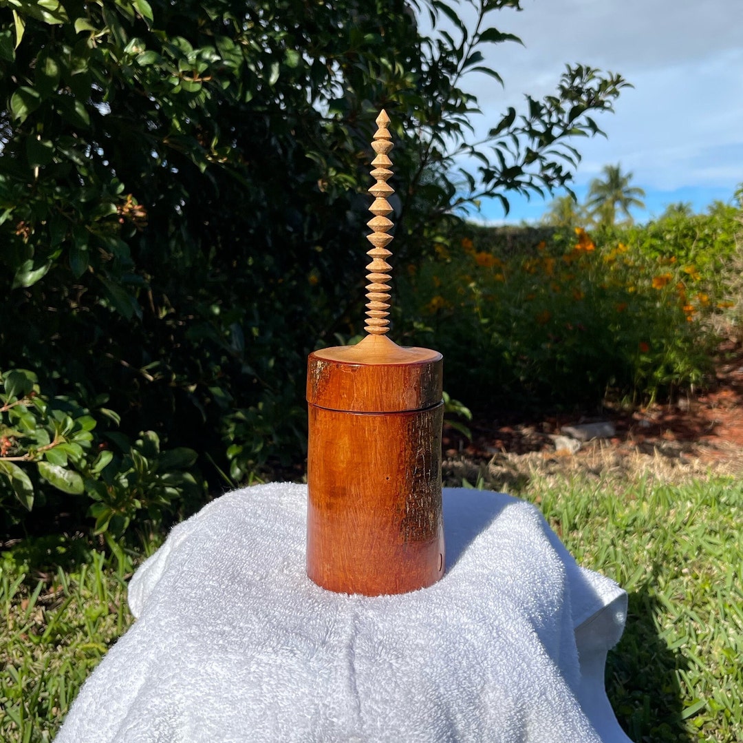 Live Edge 16" Tall Wood Box Including the 5" Tall Spiral Conical Top ...