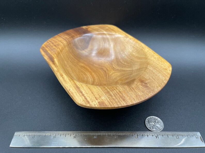 Contemporary Wood Bowl, Black Olive Tree Wood, Rounded Rectangular ...