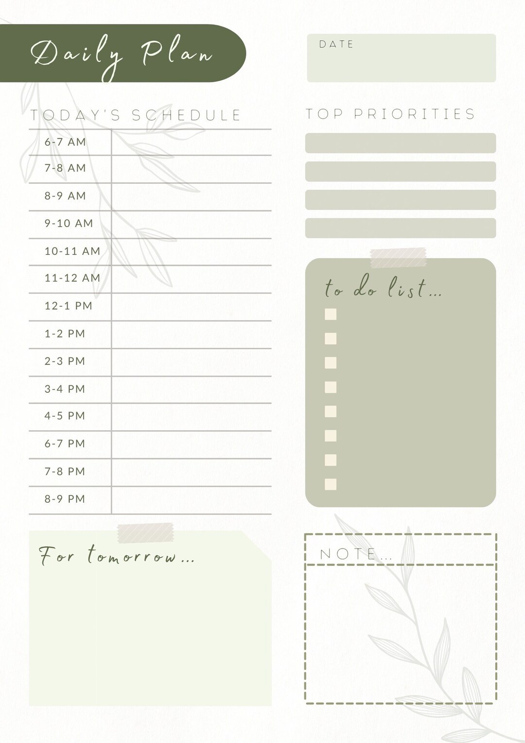 Luxury Green Leaf Planner Daily Planner - Etsy
