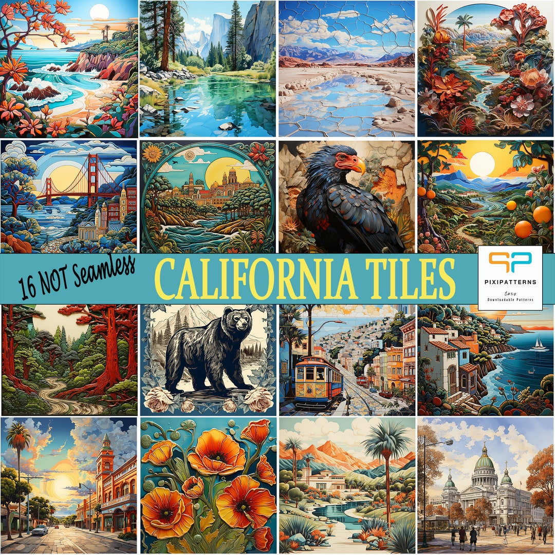 California Tiles: Iconic Designs 16 Downloadable Tiles - Etsy