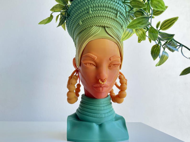 Africa Queen Bust Planter -3d Printable Flower Pot -stl File - Etsy