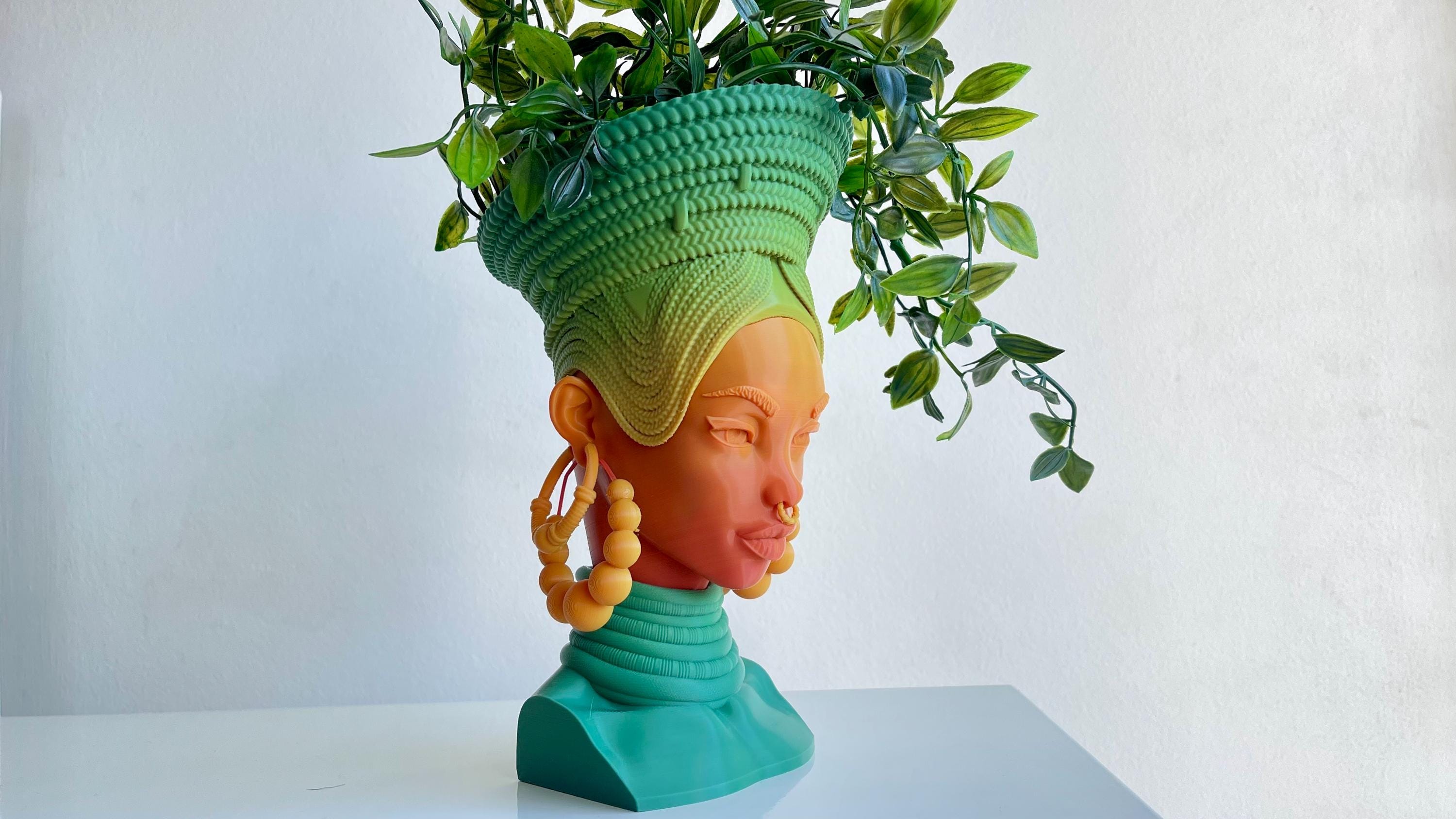 Africa Queen Bust Planter -3d Printable Flower Pot -stl File - Etsy