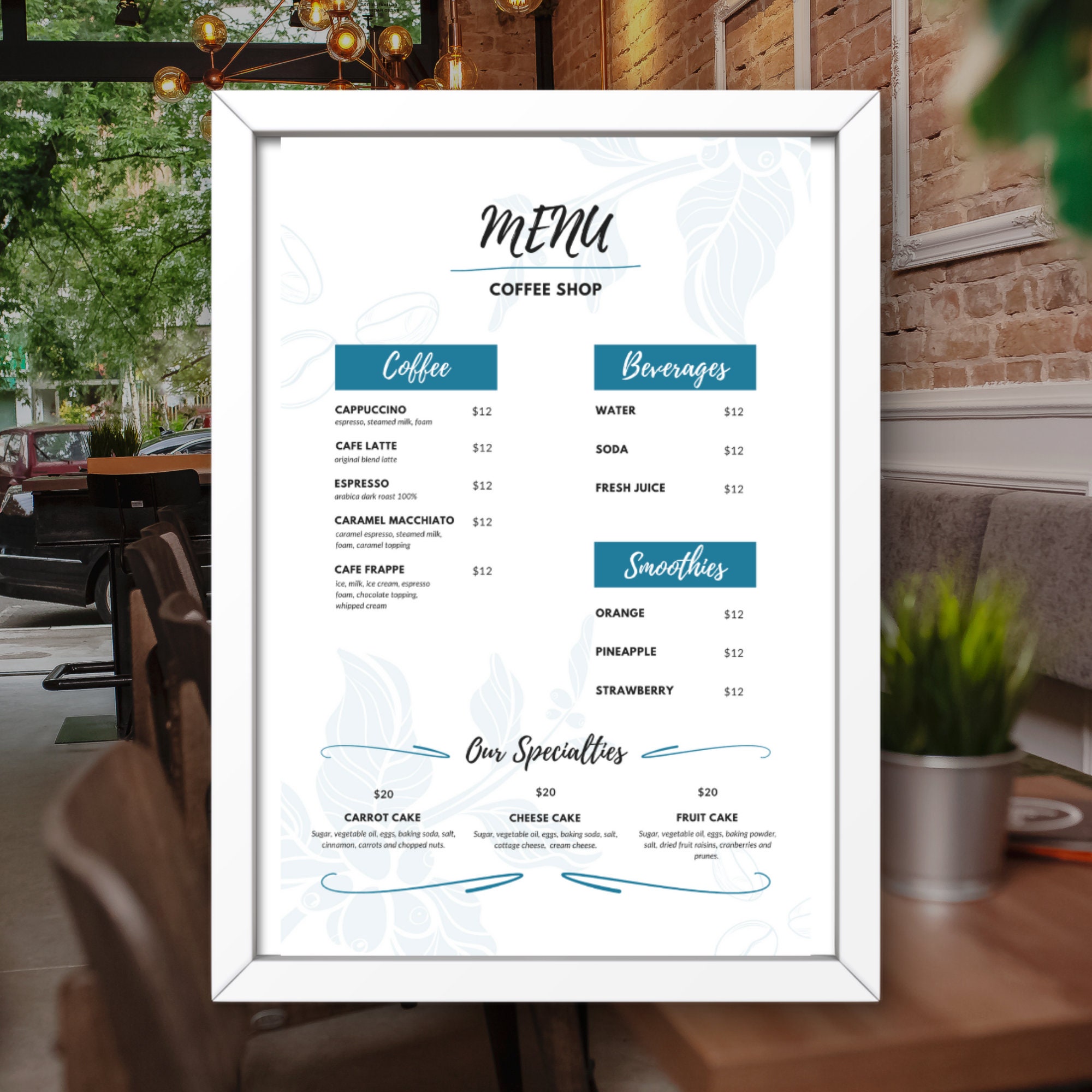 Coffee Menu Coffee Menu Board Editable Coffee Menu Template - Etsy