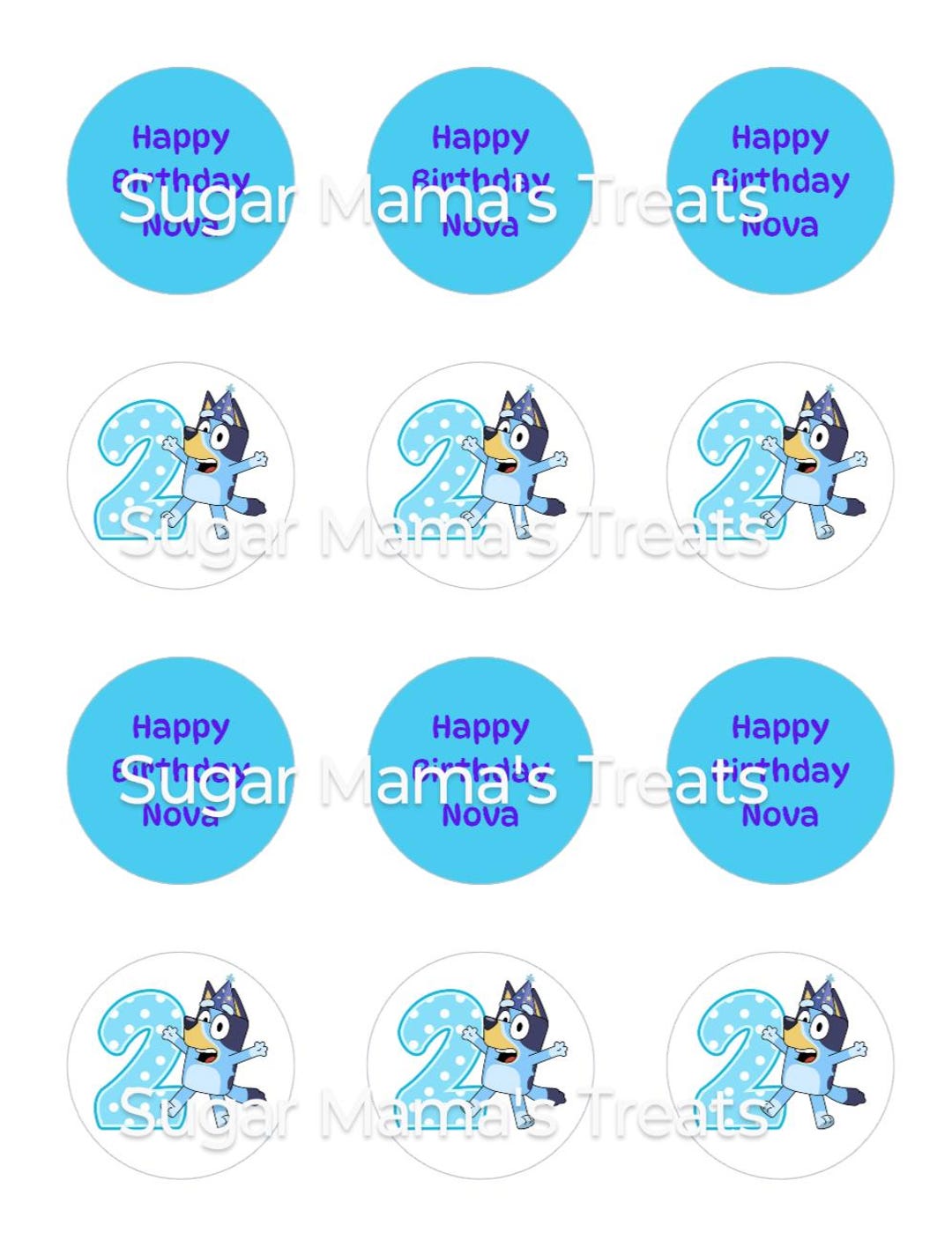 Custom Bluey 2nd Birthday Edible Images Toppers Oreos Cupcakes - Etsy