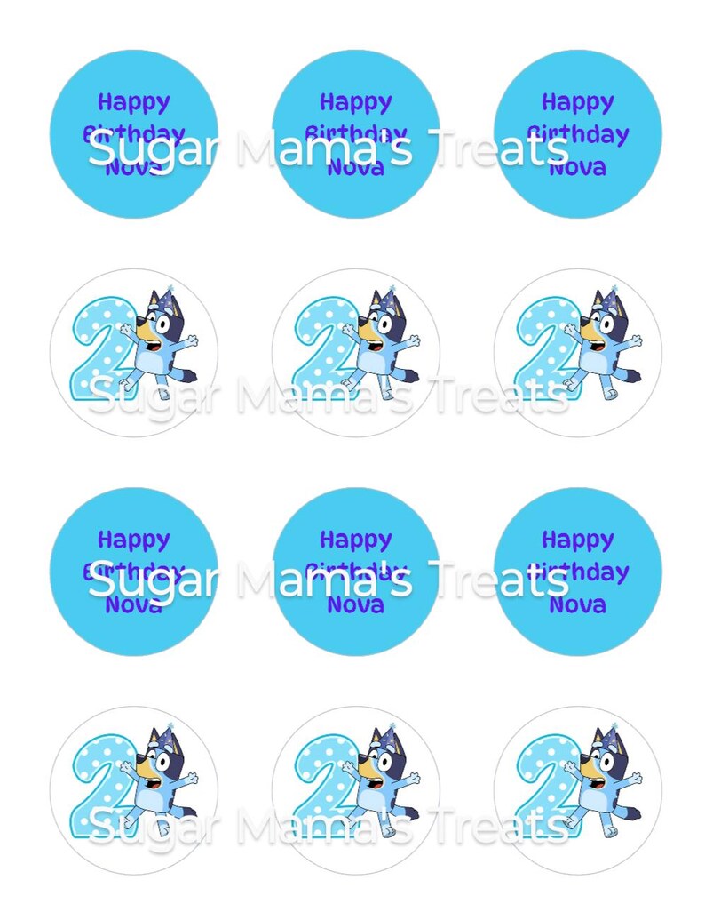 Custom Bluey 2nd Birthday Edible Images Toppers Oreos Cupcakes - Etsy