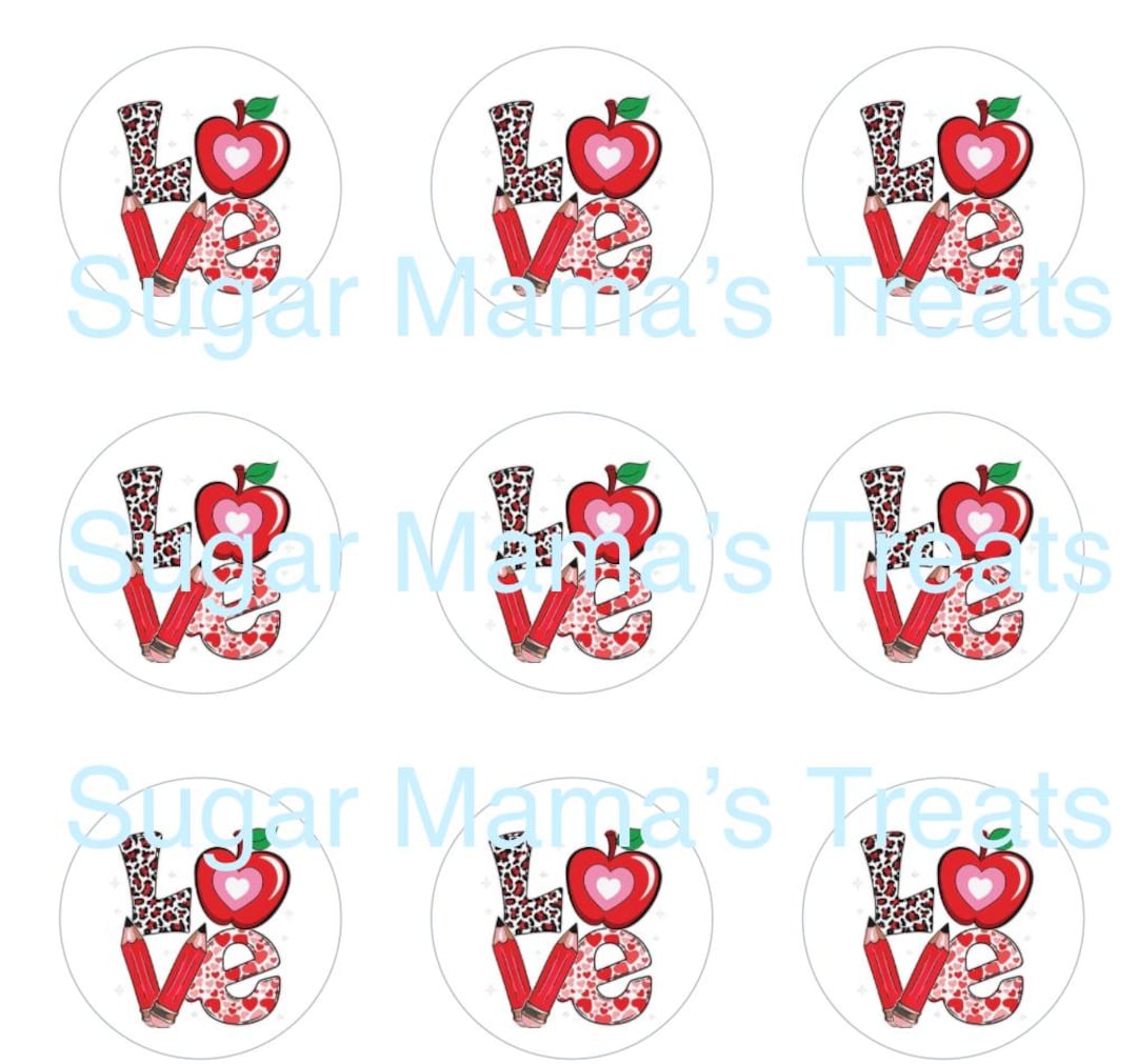 Valentines Teacher Edible Images Oreo Cookie Cupcake Toppers - Etsy