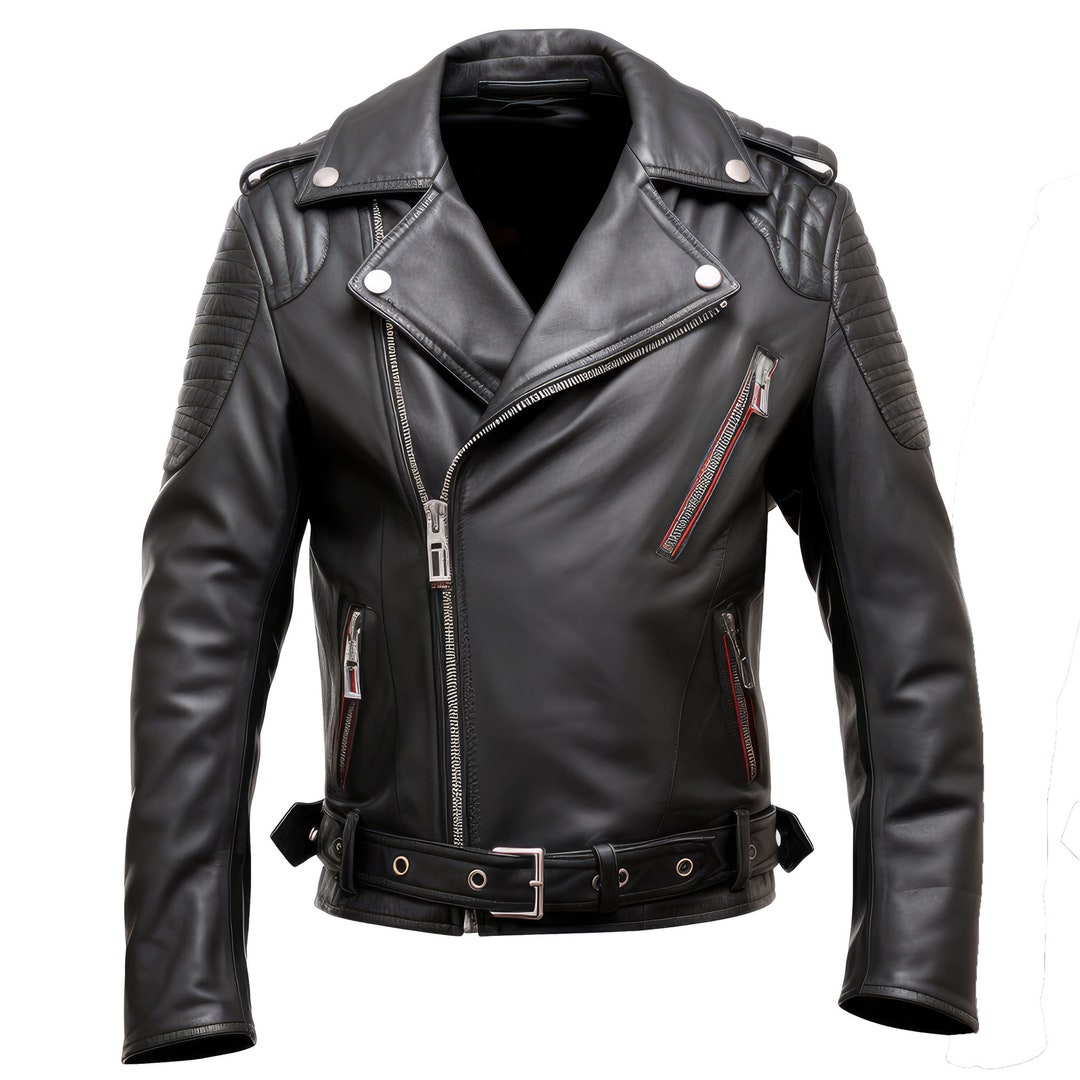 Mens Black Double Rider Casual Motorcycle Sheepskin Coat Zipper Pockets Stand Collar Bikers ...