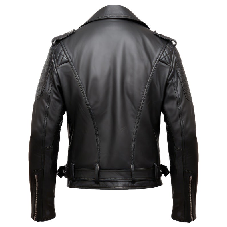Mens Black Double Rider Casual Motorcycle Sheepskin Coat Zipper Pockets Stand Collar Bikers ...