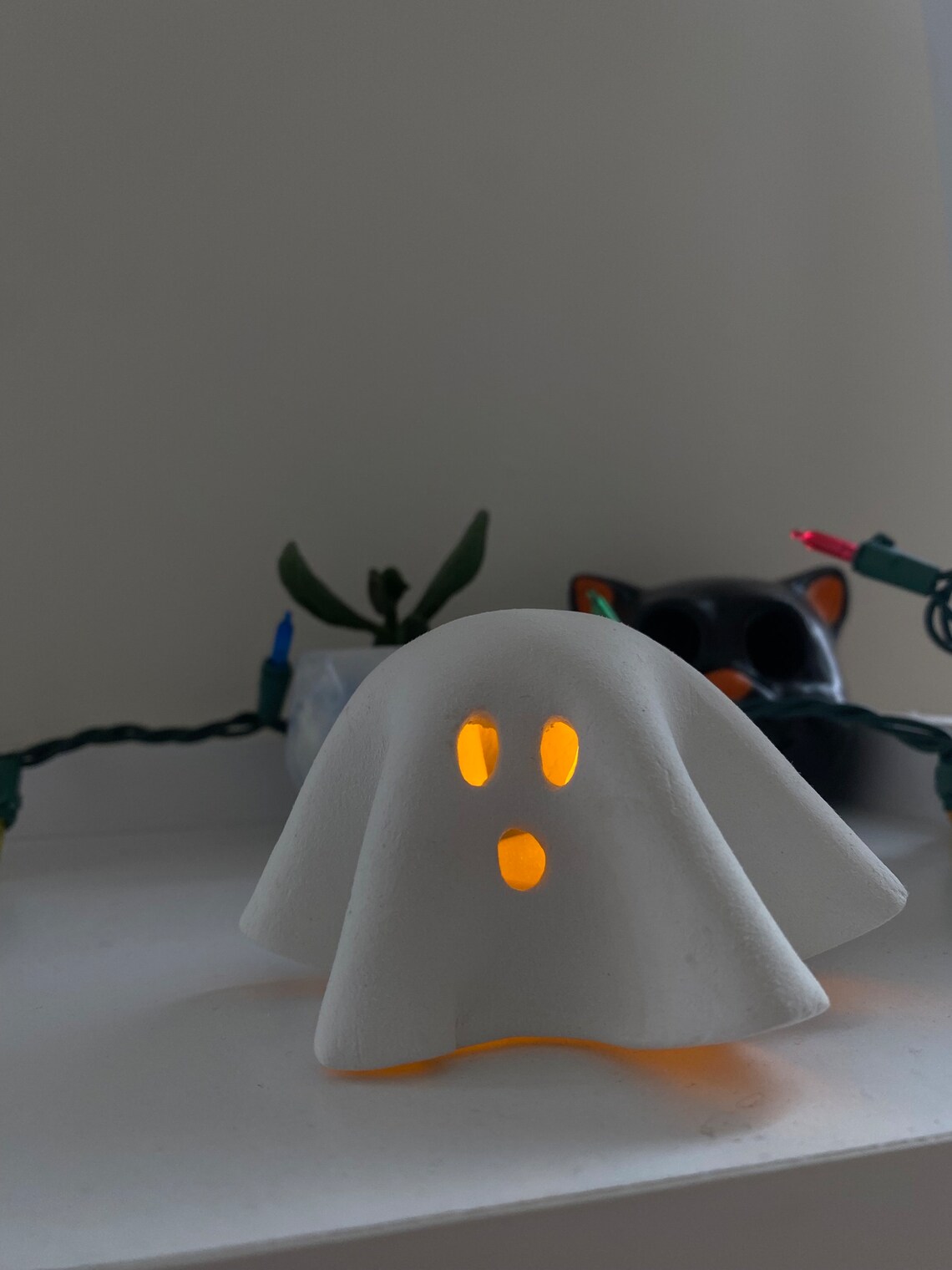 Tea Light Ghost Cover / Clay Decor/ Halloween / Home Decor / Ghost Gift ...