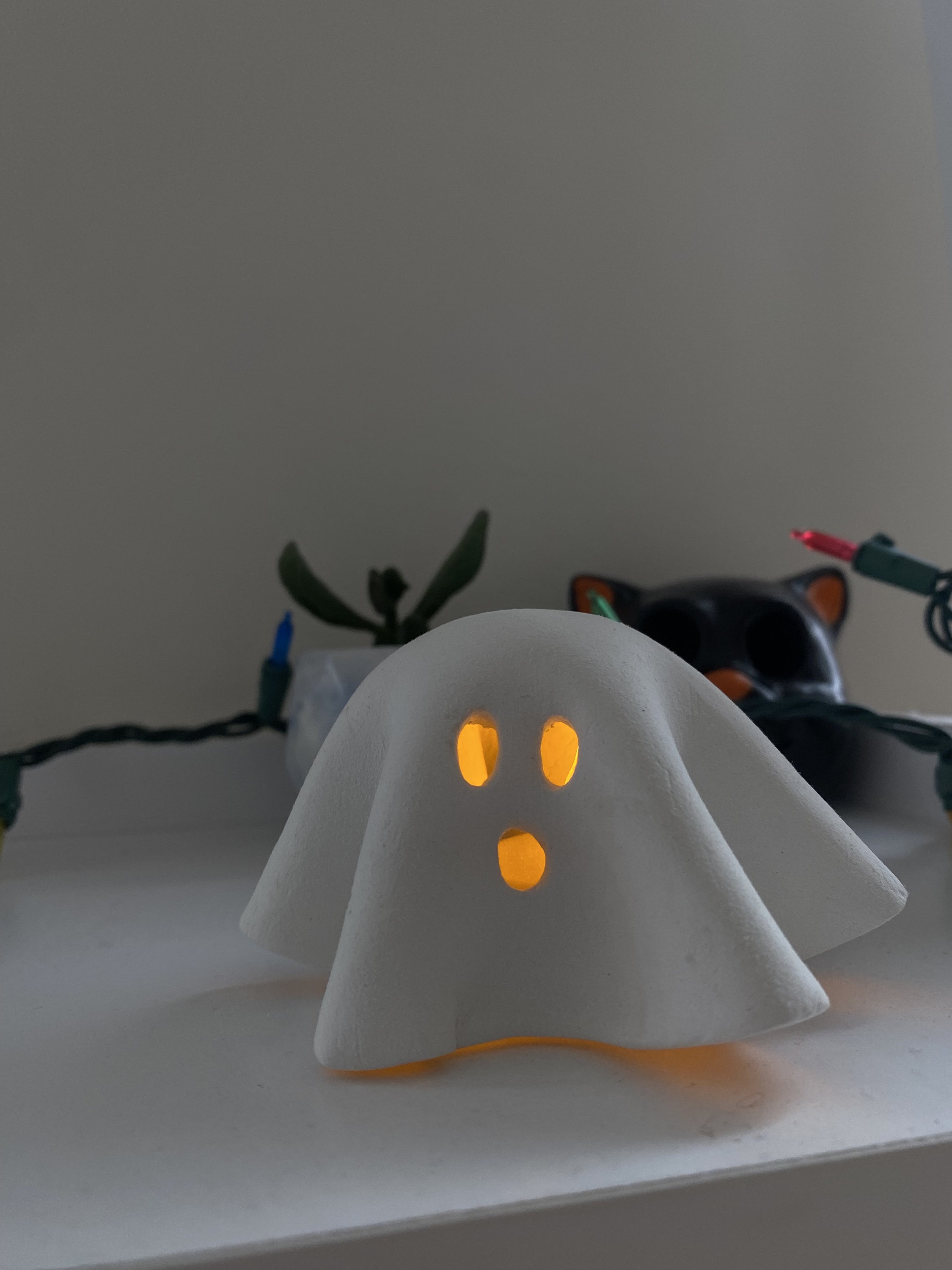 Tea Light Ghost Cover / Clay Decor/ Halloween / Home Decor / Ghost Gift ...