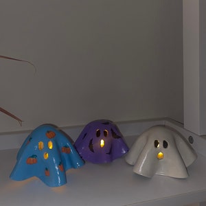 Tea Light Ghost Cover / Clay Decor/ Halloween / Home Decor / Ghost Gift ...