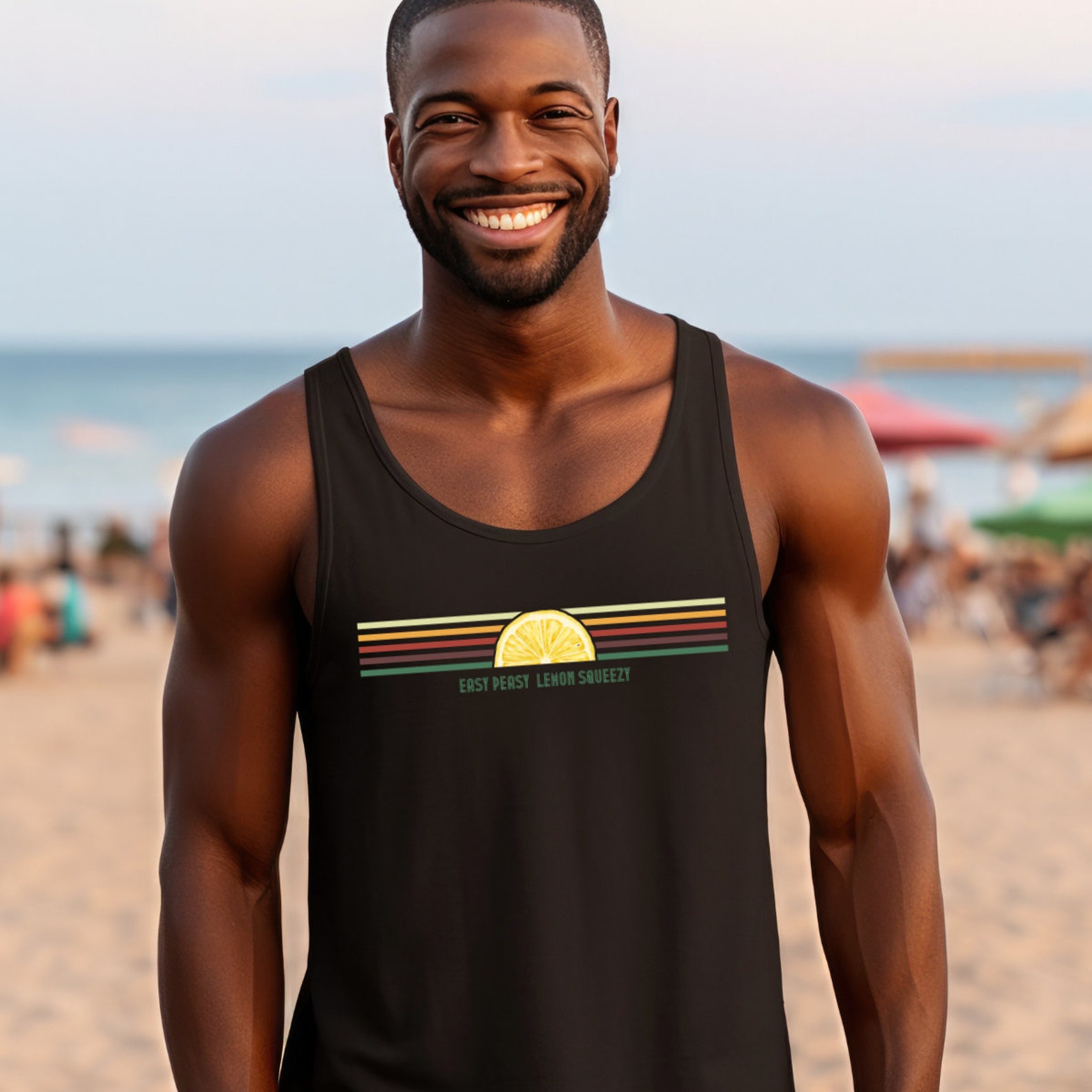 Retro Botanical Lemon Tank Easy Peasy Lemon Squeezy Unisex Plant Tank ...