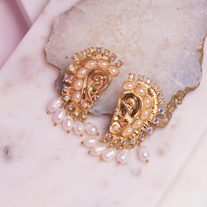 Vintage Gold Visage Pierced Ear Earrings, Surrealist Anatomy Human Ear ...