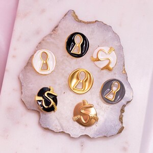 Vintage Gold Surrealist Buttons, Evil Eye Buttons, Keyhole Buttons ...