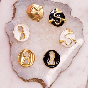 Vintage Gold Surrealist Buttons, Evil Eye Buttons, Keyhole Buttons ...