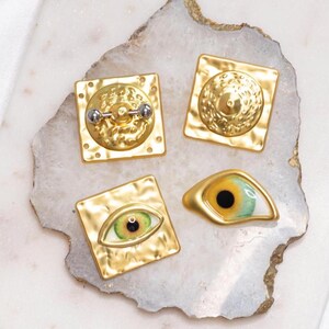 Vintage Gold Surrealist Buttons, Evil Eye Buttons, Keyhole Buttons ...