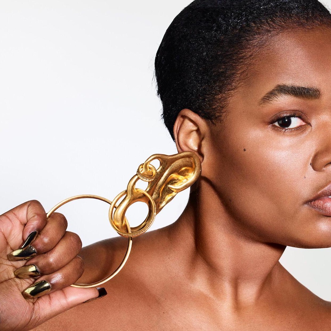 Vintage Gold Anatomy Ear Hoop Earrings, Gold Surrealist Keyhole ...