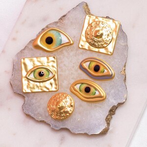Vintage Gold Surrealist Buttons, Evil Eye Buttons, Keyhole Buttons ...