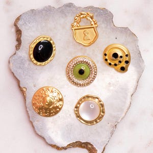 Vintage Gold Surrealist Buttons, Evil Eye Buttons, Keyhole Buttons ...