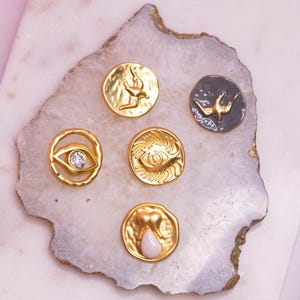 Vintage Gold Surrealist Buttons, Evil Eye Buttons, Keyhole Buttons ...